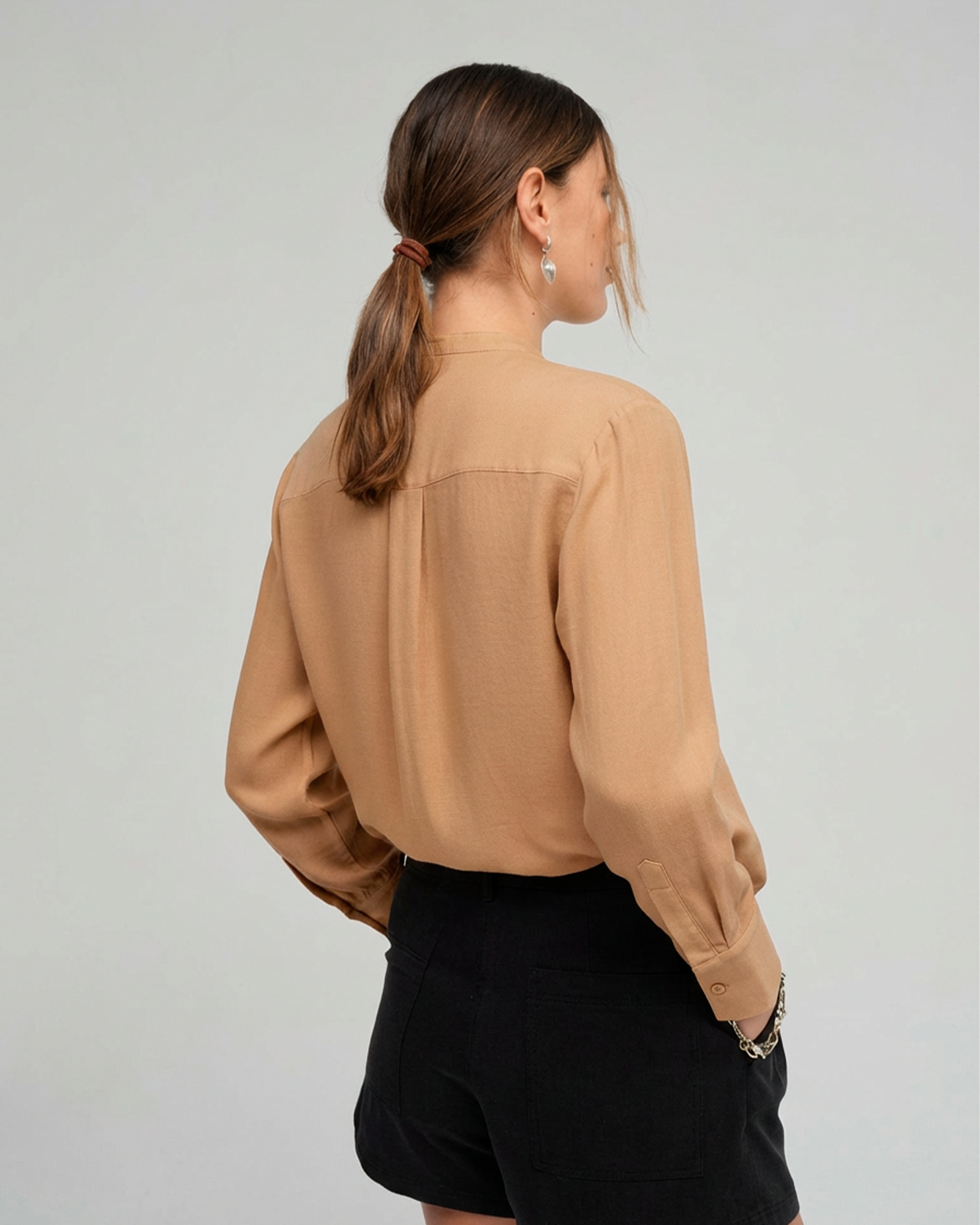 Camisa Vedia Lino Viscosa Tostado - Cardon